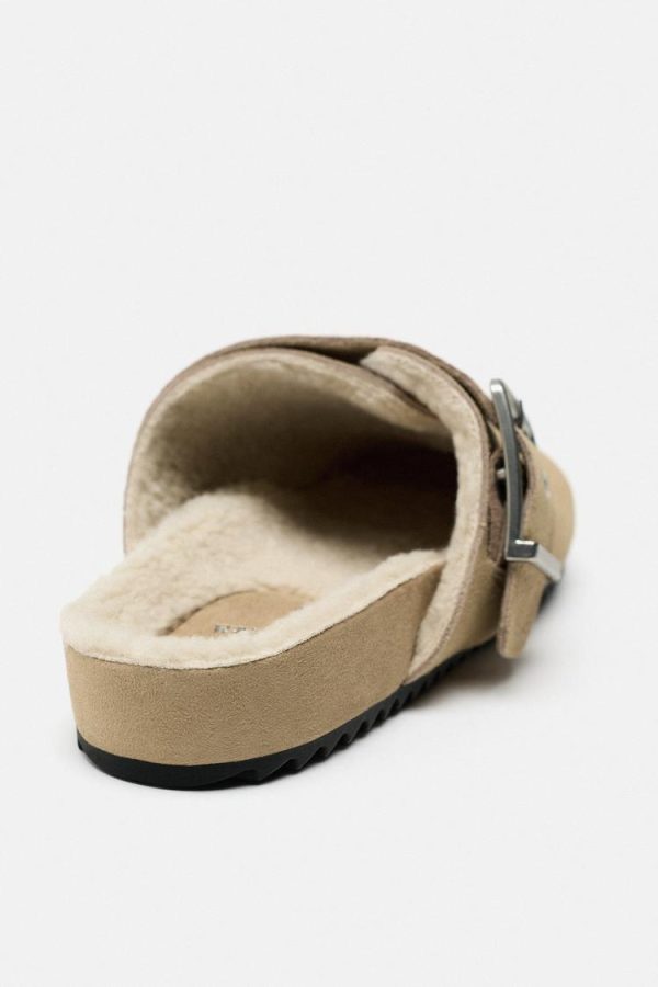 Zara – Split Suede Faux Fur Clogs - Ruddys Store